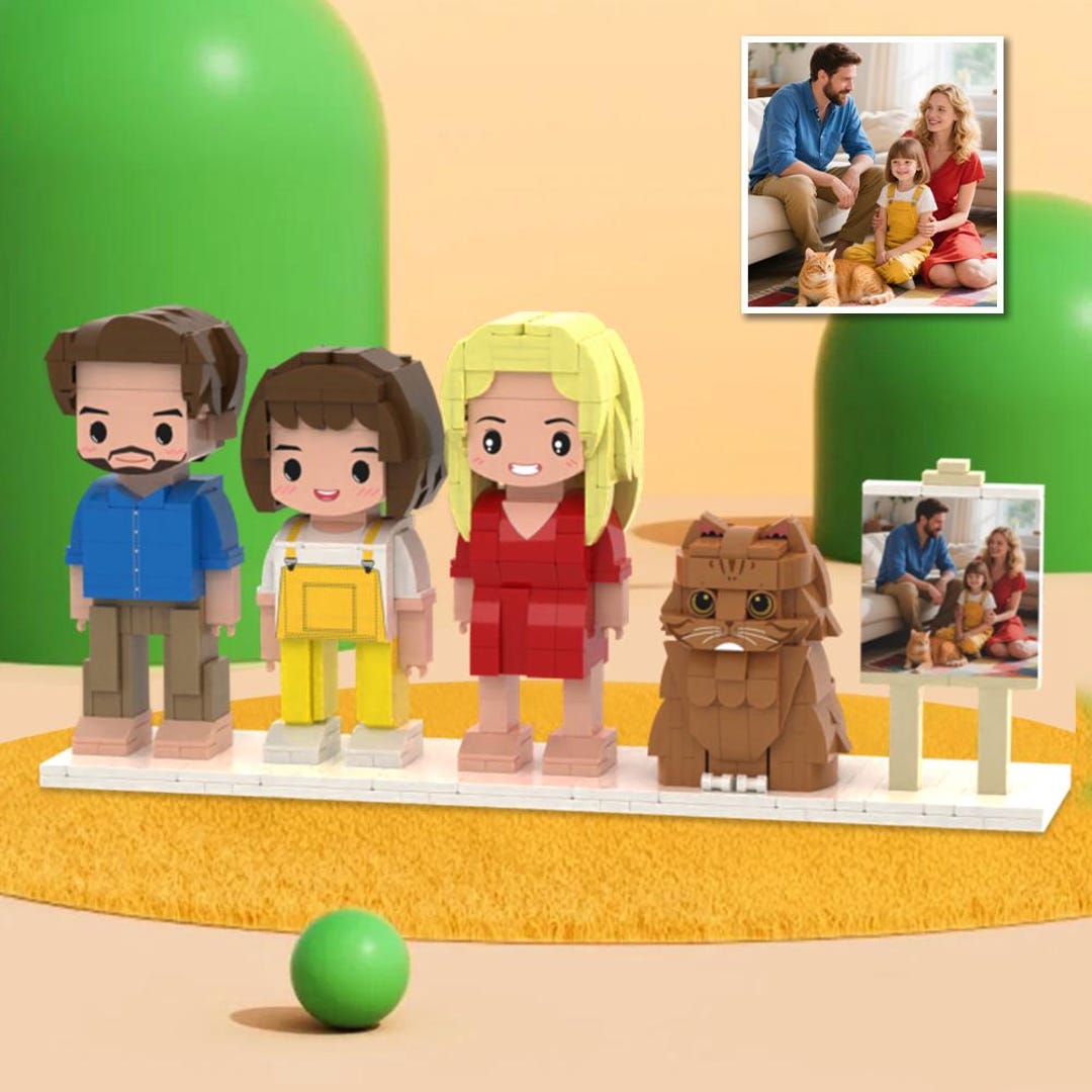 Custom Family Brick Figures With Photo Frame: Personalized Keepsake ...