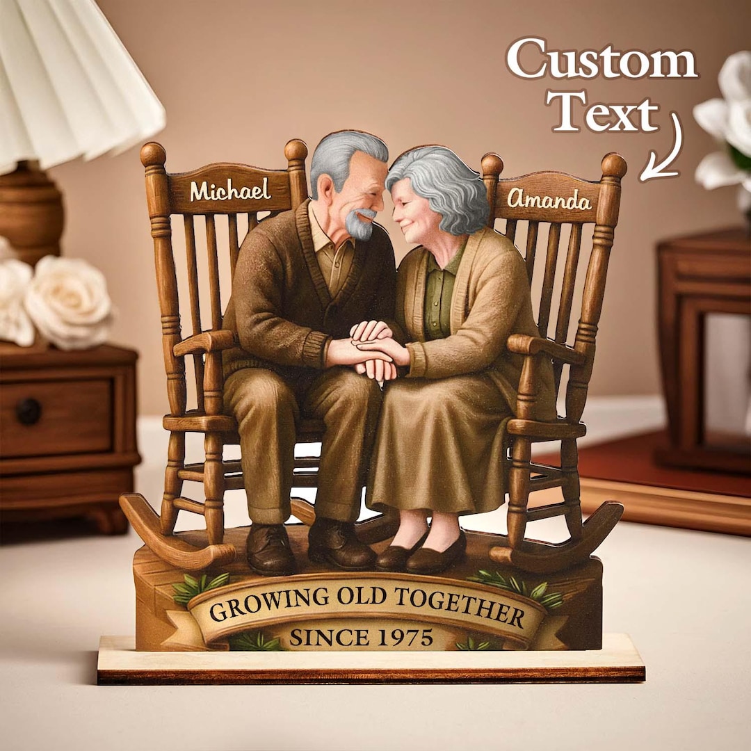 Custom Couple Wooden Anniversary Plaque, Rocking Chair Keepsake - Etsy
