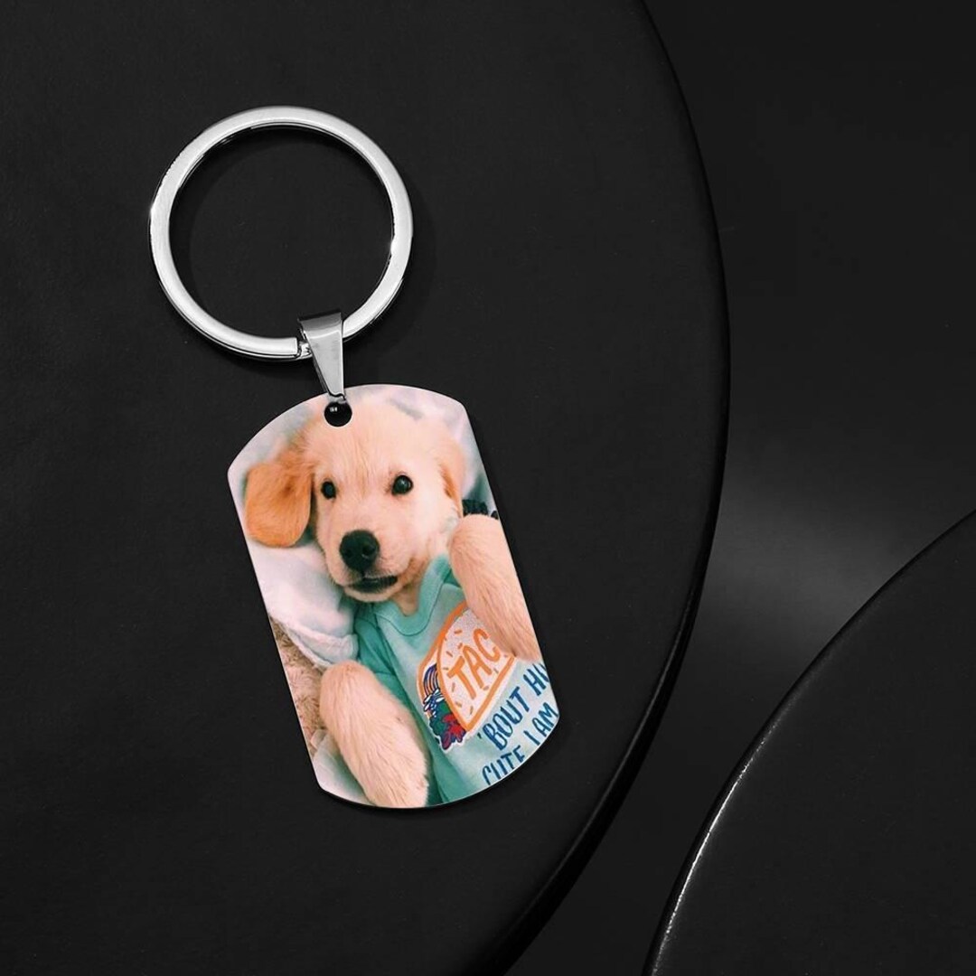 Personalized Pet Photo Keychain – Custom Engraved Stainless Steel Tag ...
