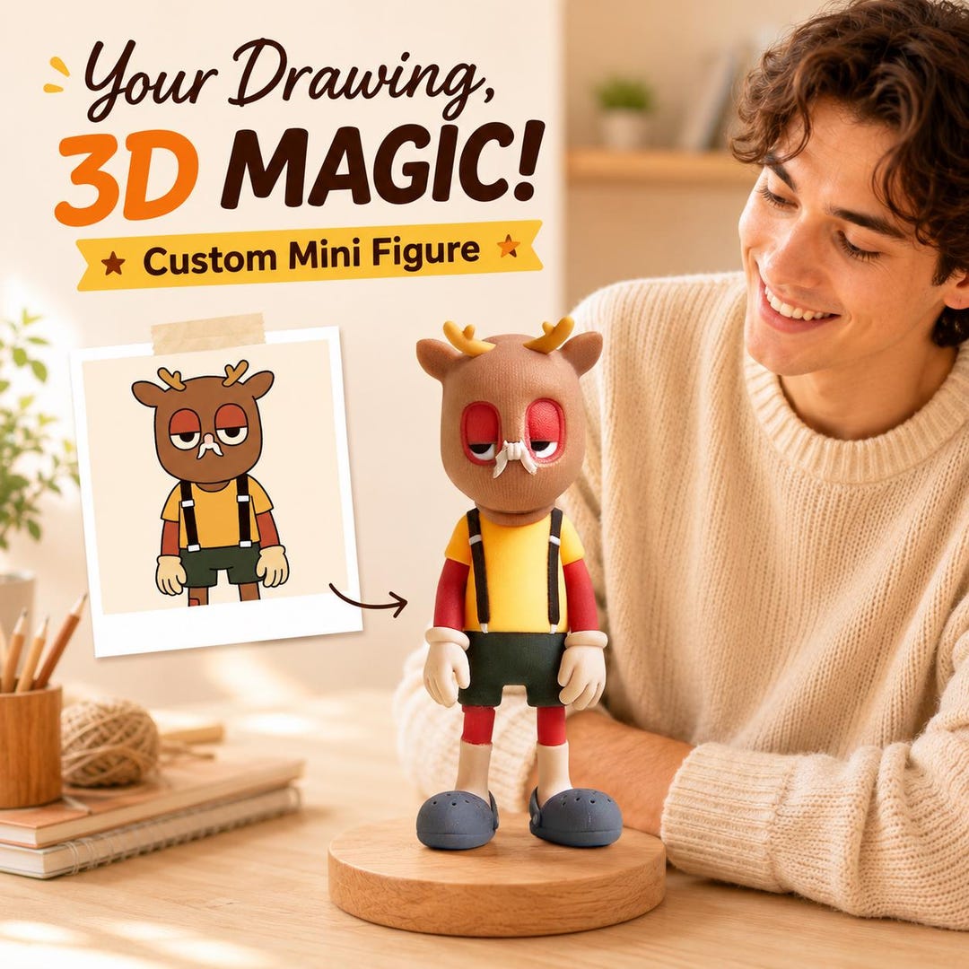 Custom Cartoon Mini Figure: 3D Printed Resin Toy From Your Drawing - Etsy