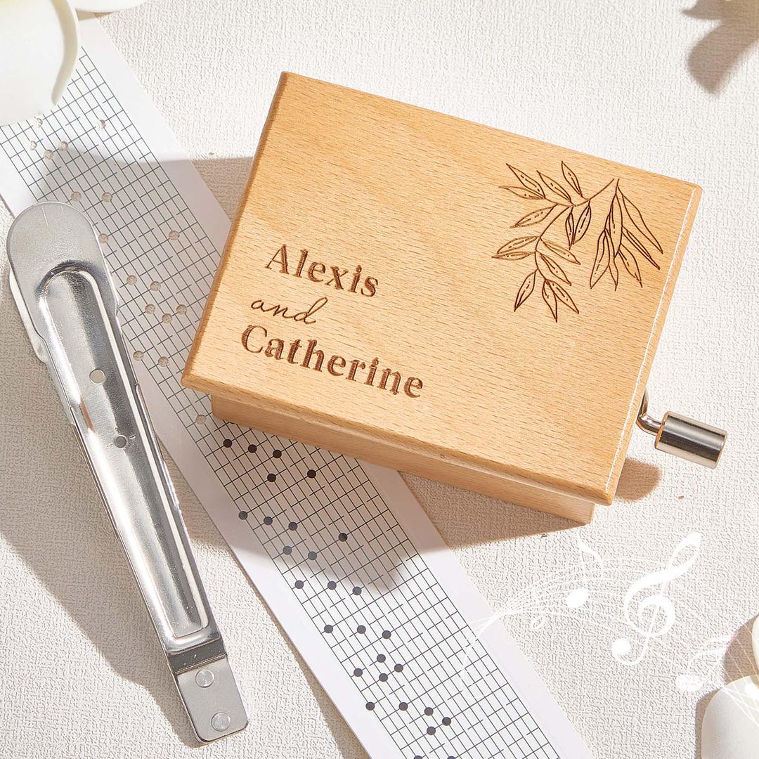 Custom Engraved Paper Strip Music Box, Hand-cranked 15-note Movement ...
