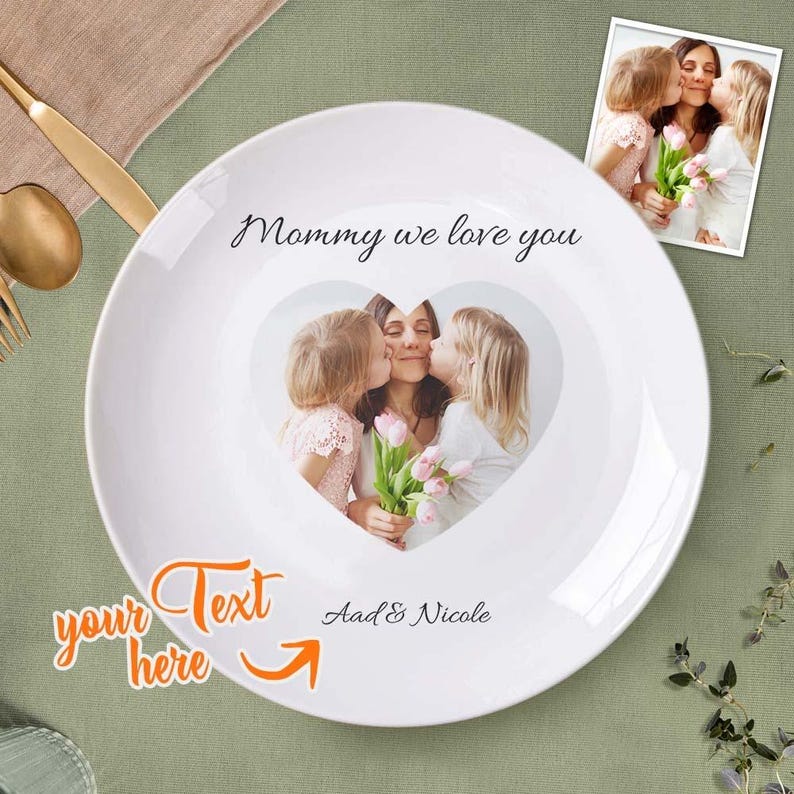 Personalized Photo Plate: Custom Ceramic Keepsake Gift for Mom - Etsy