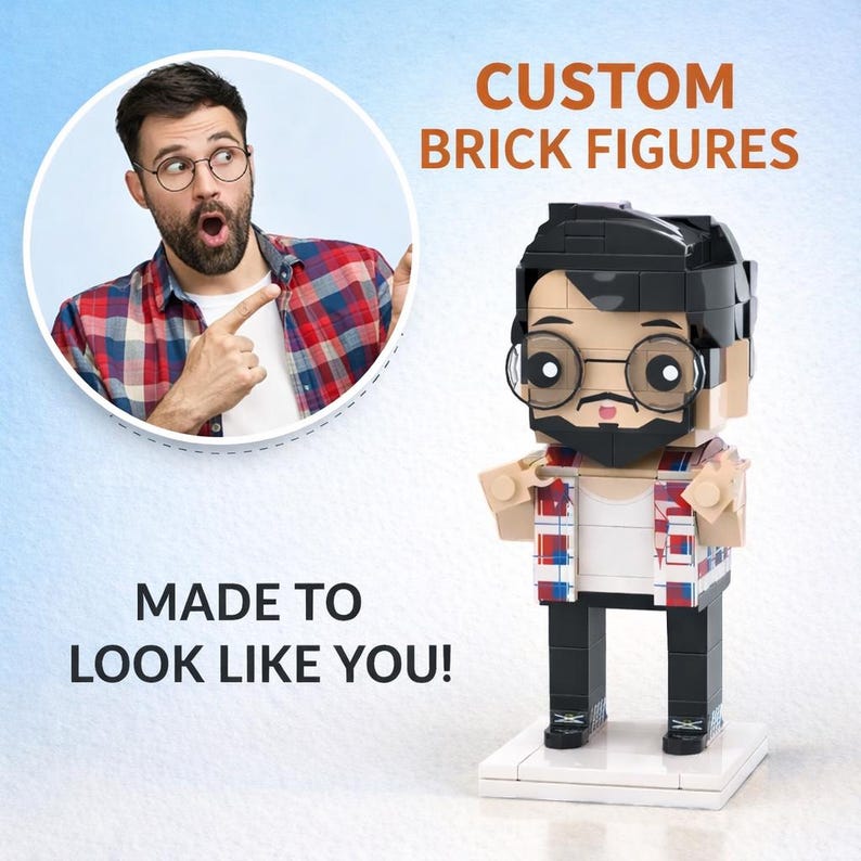 Custom Brick Family Figurines, Personalized Block Character Set of ...