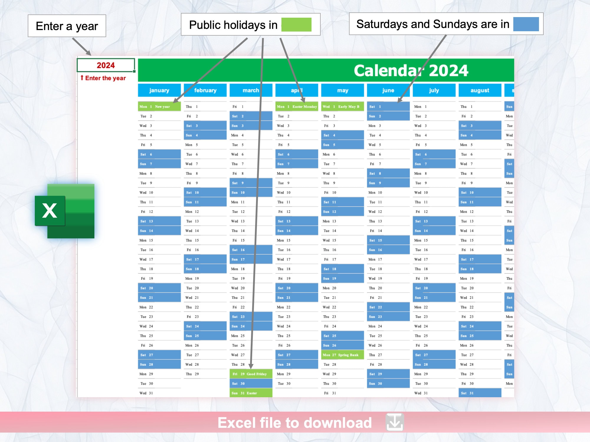 Annual Interactive Calendar / Year Planner / 2024 Calendar / 2025 ...