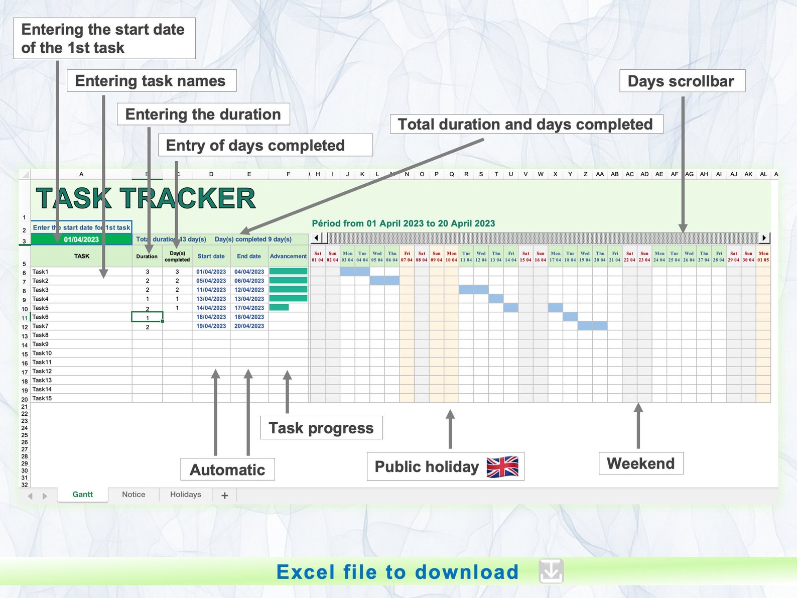 Task Tracker Gantt / Task Tracker / Gantt Chart / Gantt Chart Template ...