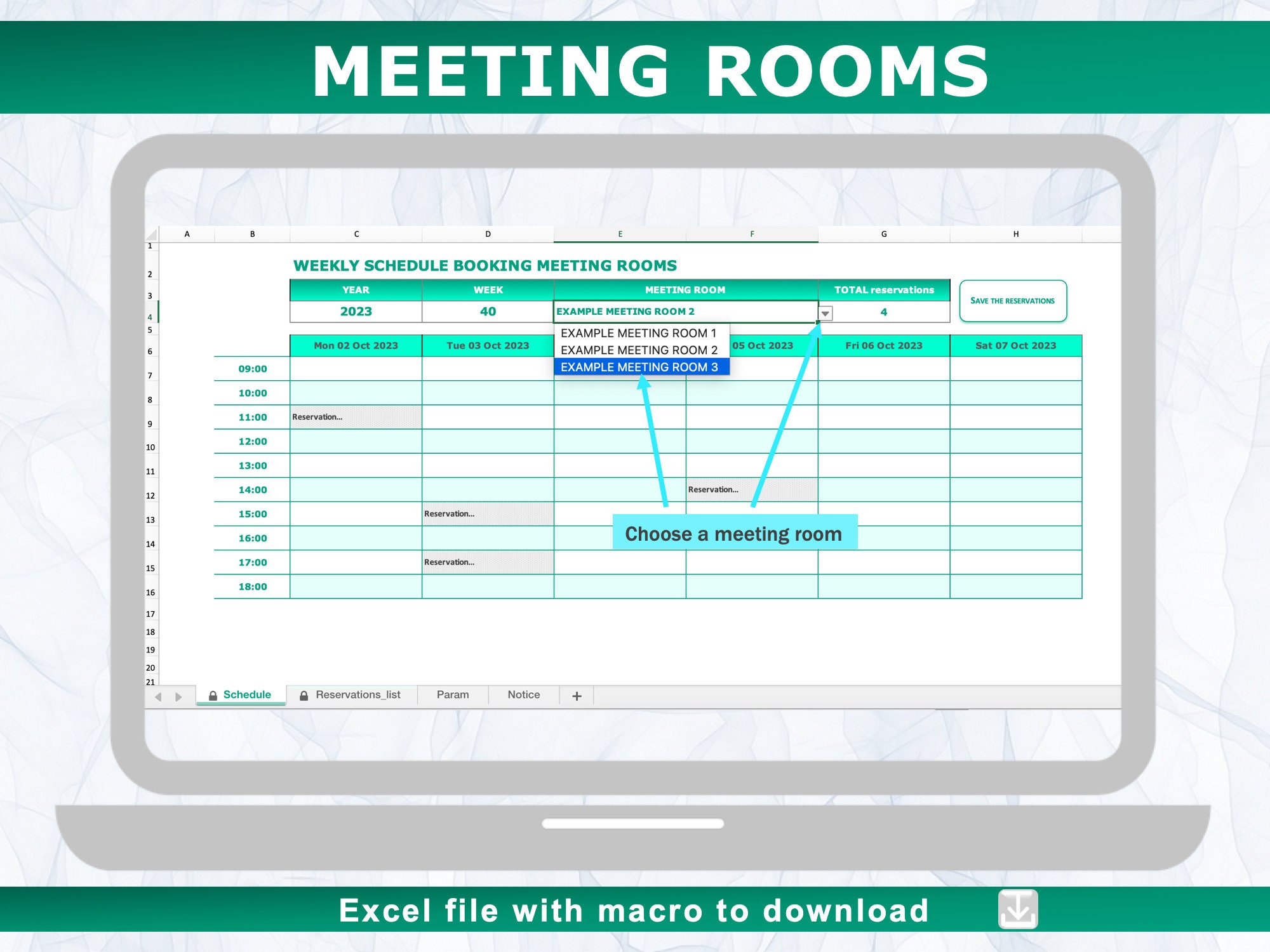 Weekly Schedule Booking Meeting Rooms / Meeting Rooms Booking / Weekly ...