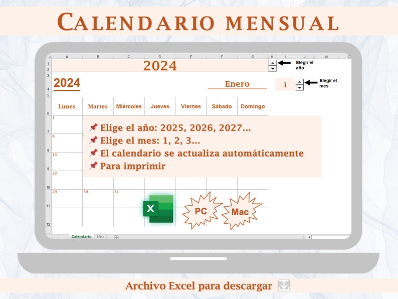 Calendario Mensual / Calendario Mensual 2024 / Calendario Para Imprimir ...
