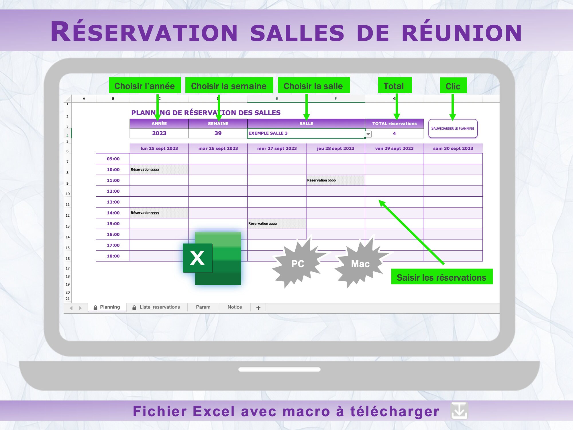 Weekly Room Reservation Schedule / Meeting Room Schedule / Meeting Room Planner / Reservation ...
