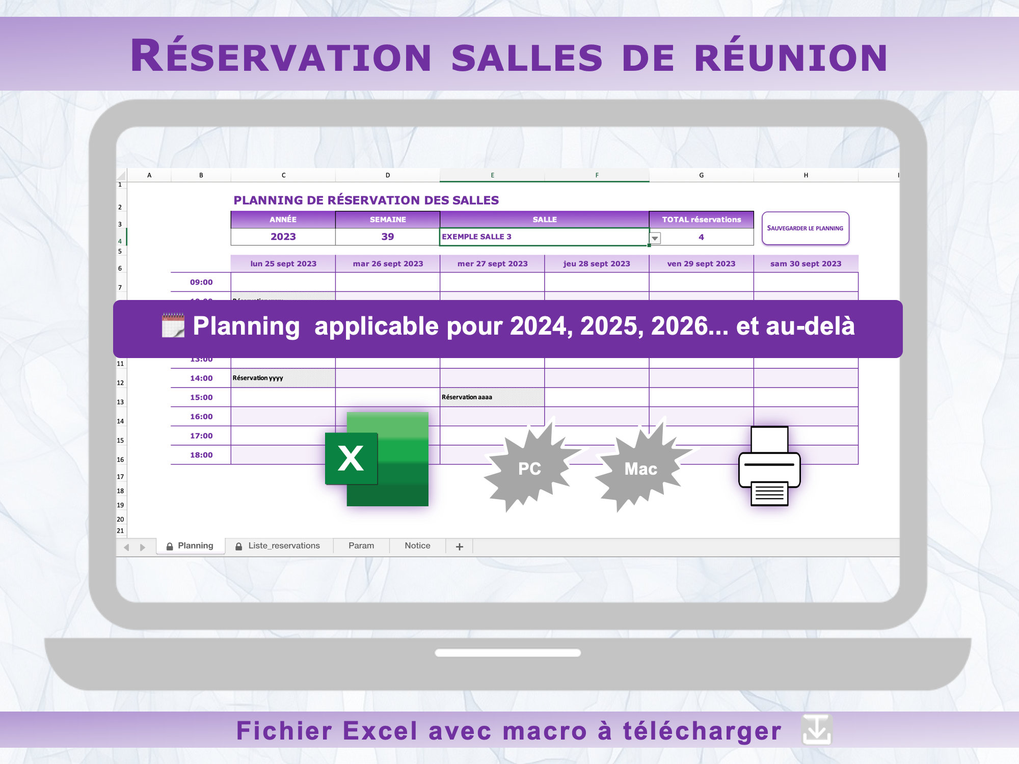 Weekly Room Reservation Schedule / Meeting Room Schedule / Meeting Room Planner / Reservation ...