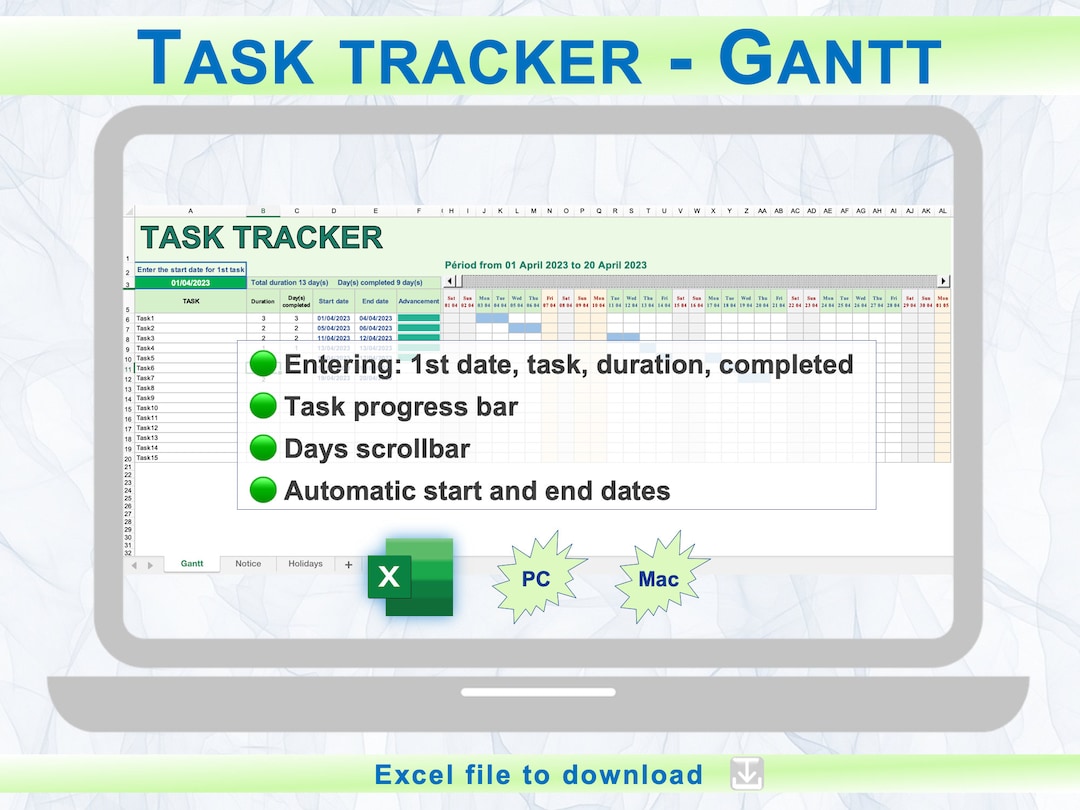 Task Tracker Gantt / Task Tracker / Gantt Chart / Gantt Chart Template ...