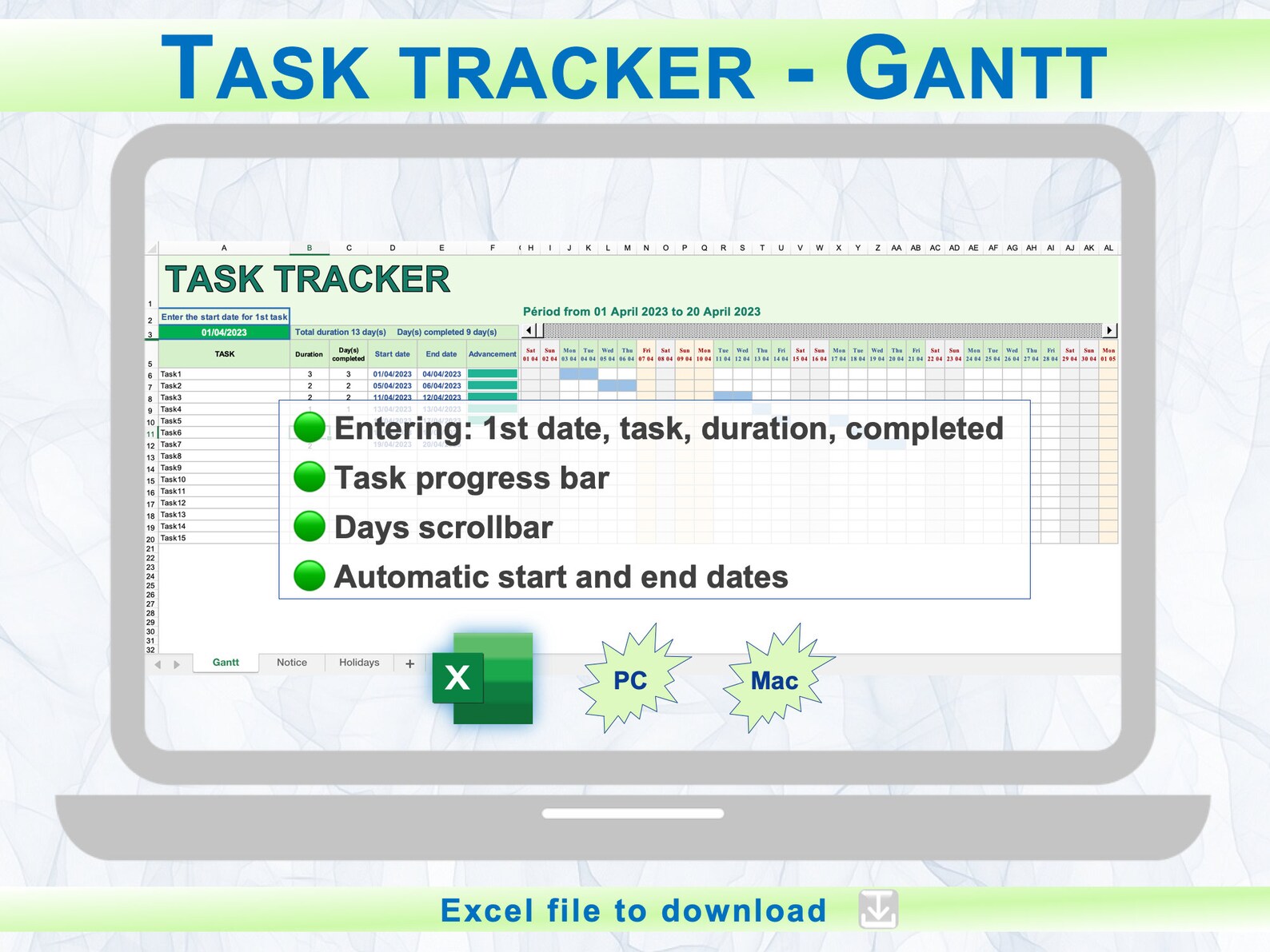 Task Tracker Gantt / Task Tracker / Gantt Chart / Gantt Chart Template ...