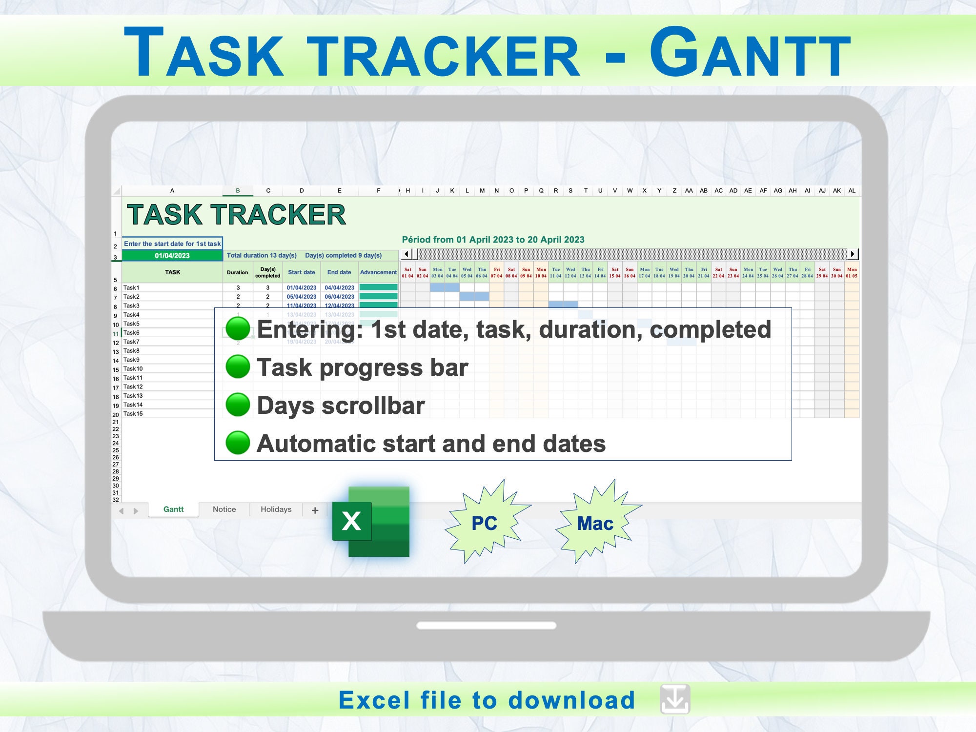Task Tracker Gantt / Task Tracker / Gantt Chart / Gantt Chart Template ...
