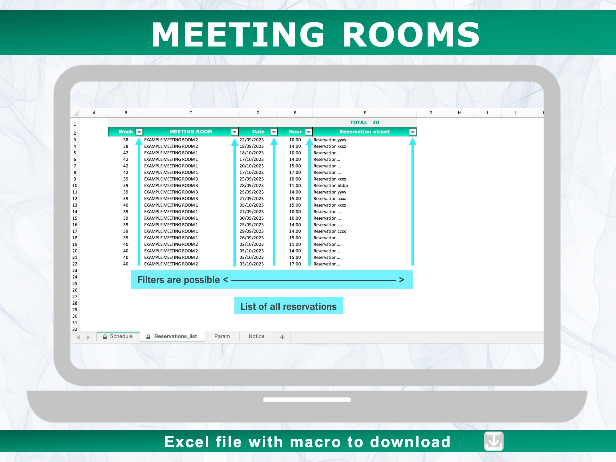 Weekly Schedule Booking Meeting Rooms / Meeting Rooms Booking / Weekly ...