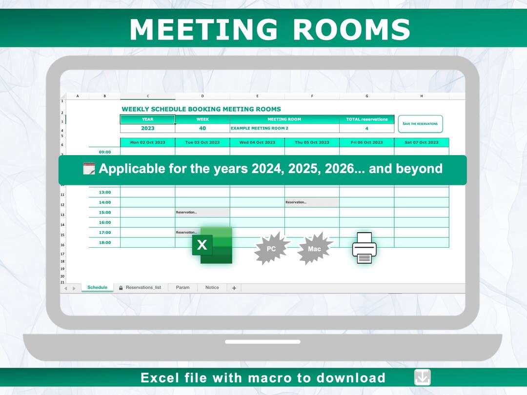 Weekly Schedule Booking Meeting Rooms / Meeting Rooms Booking / Weekly ...