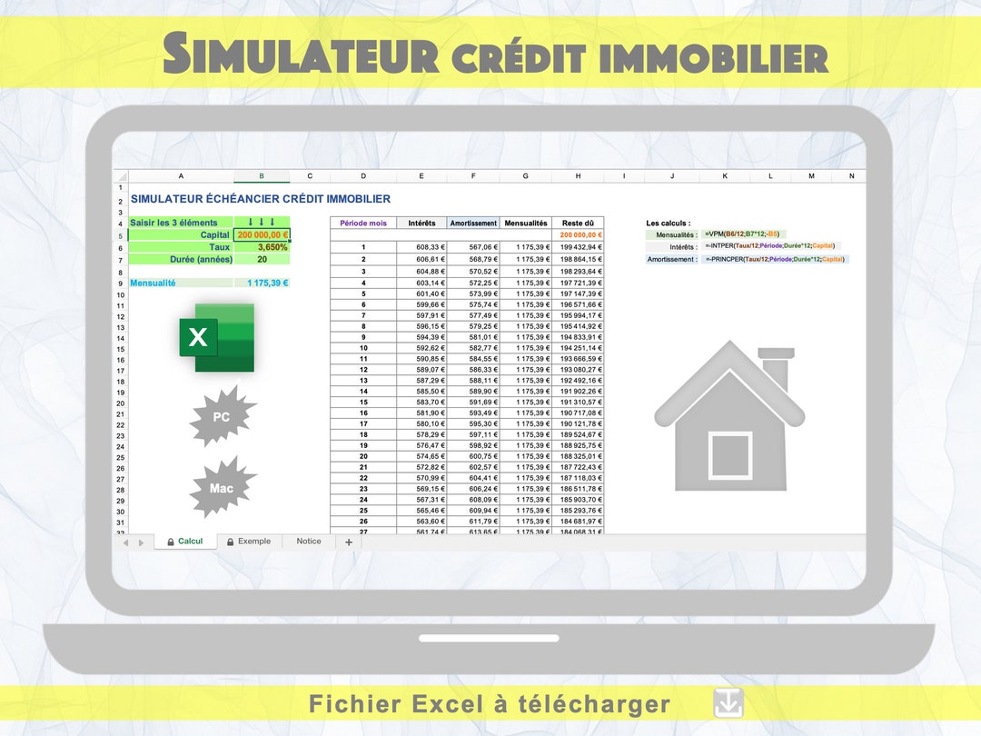 Excel Mortgage Loan Simulator / Payment Schedule / Calculation of ...