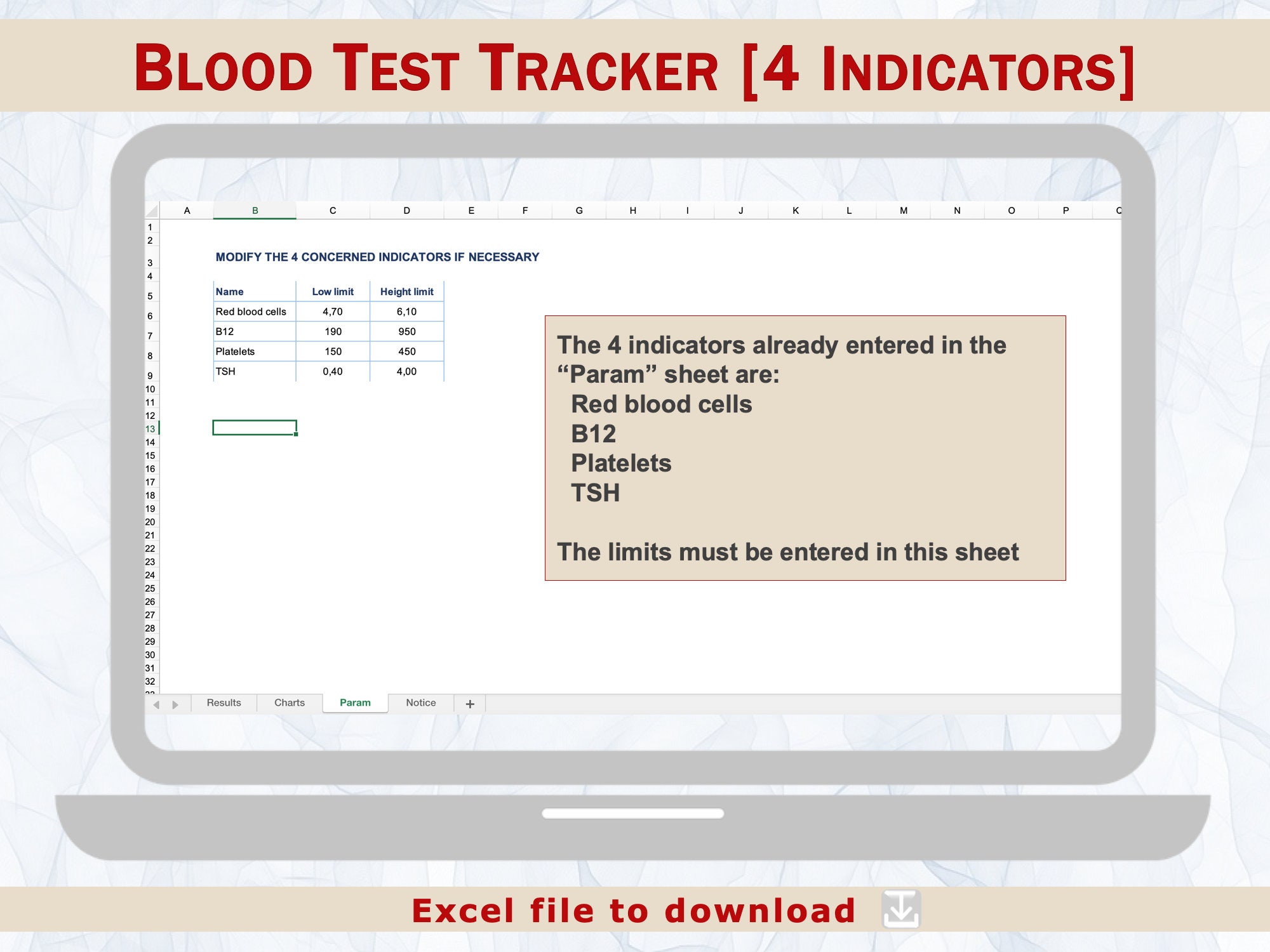 Blood Test Tracker 4 Indicators / Blood Test Monitoring / Blood Test ...