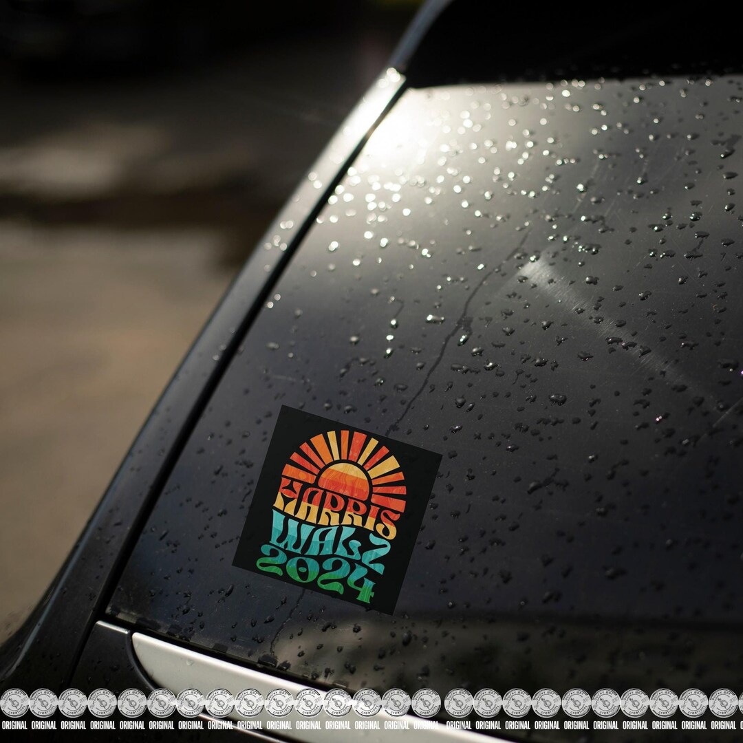Elect Kamala Harris Sticker, Retro Groovy Harris Walz Car Sticker ...