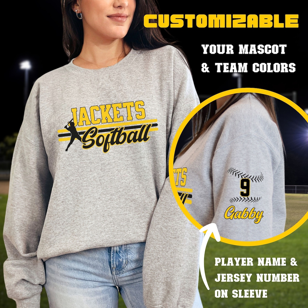 Custom Softball Spirit Wear Sweatshirt, Personalized Softball Team ...