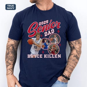 Custom Photo Collage Basketball Senior Mom or Dad Shirt With 90s-style ...