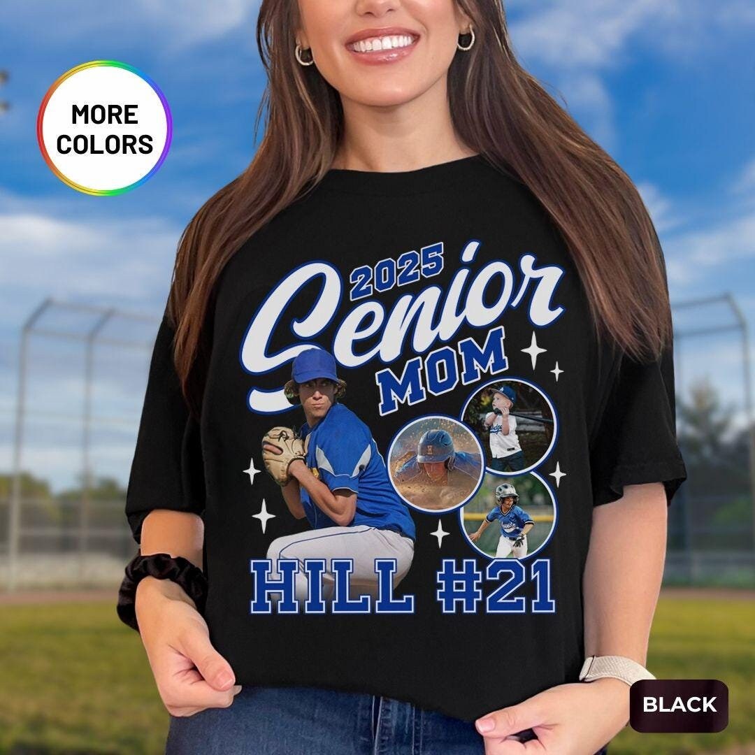 Custom Photo Collage Baseball or Softball Senior Mom or Dad Shirt ...