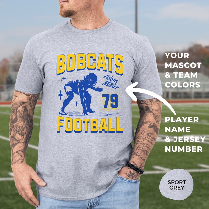 Men's Custom Football Lineman Shirt With Name, Number, Team Mascot and ...