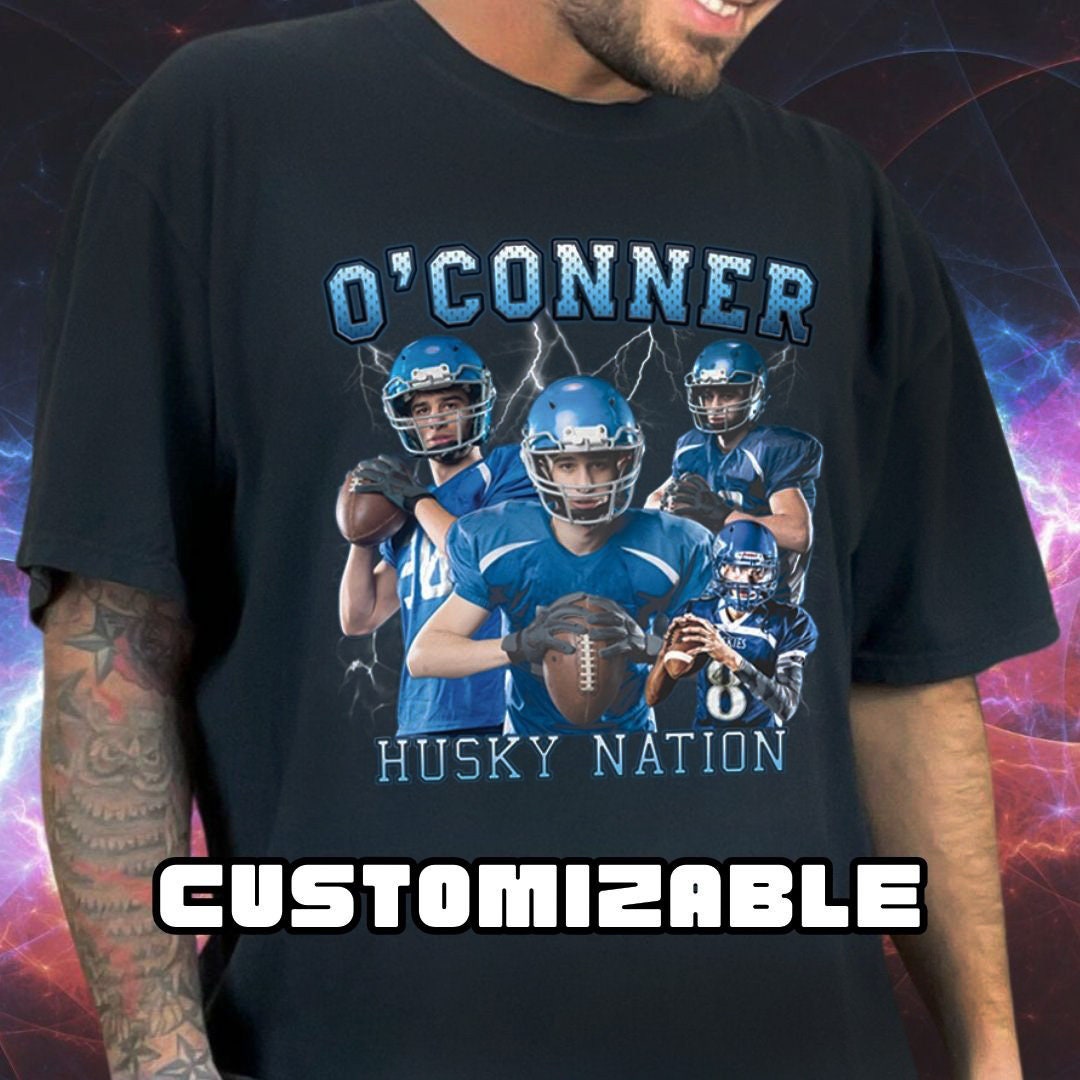 Personalized 90s Vintage Bootleg Football Shirt, Custom Sports Photo ...