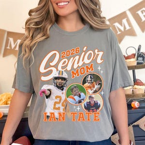 Custom Photo Collage Football Senior Mom Shirt, Personalized 90s Style ...