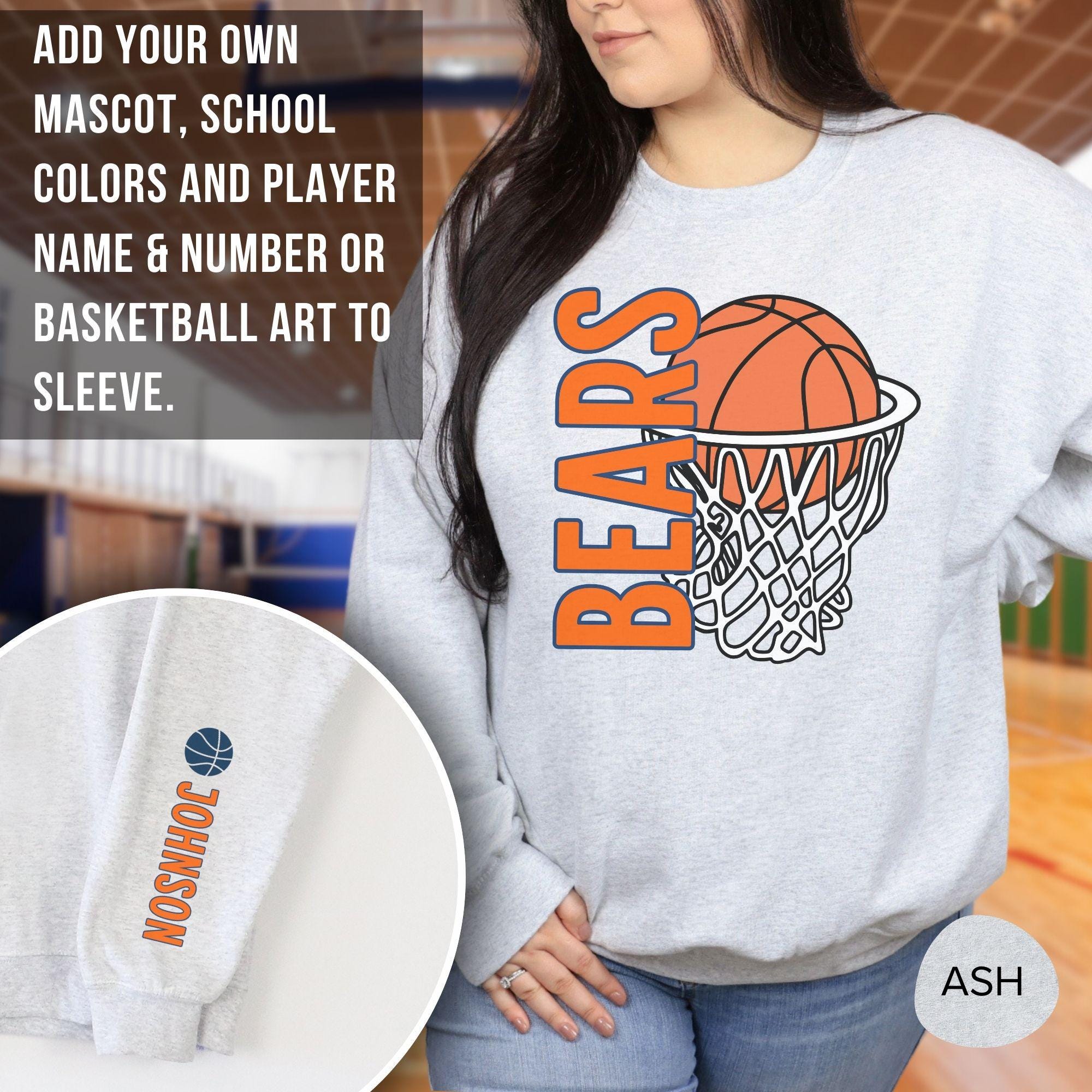 Basketball Team Sweatshirt Personalized With Name and Number on Sleeve ...