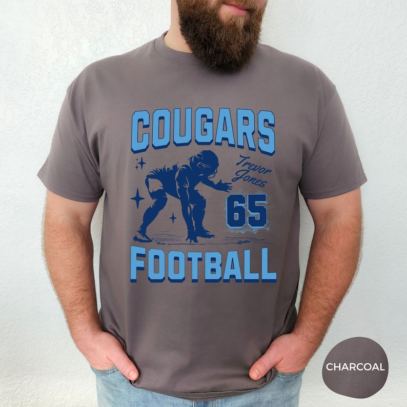 Men's Custom Football Lineman Shirt With Name, Number, Team Mascot and ...
