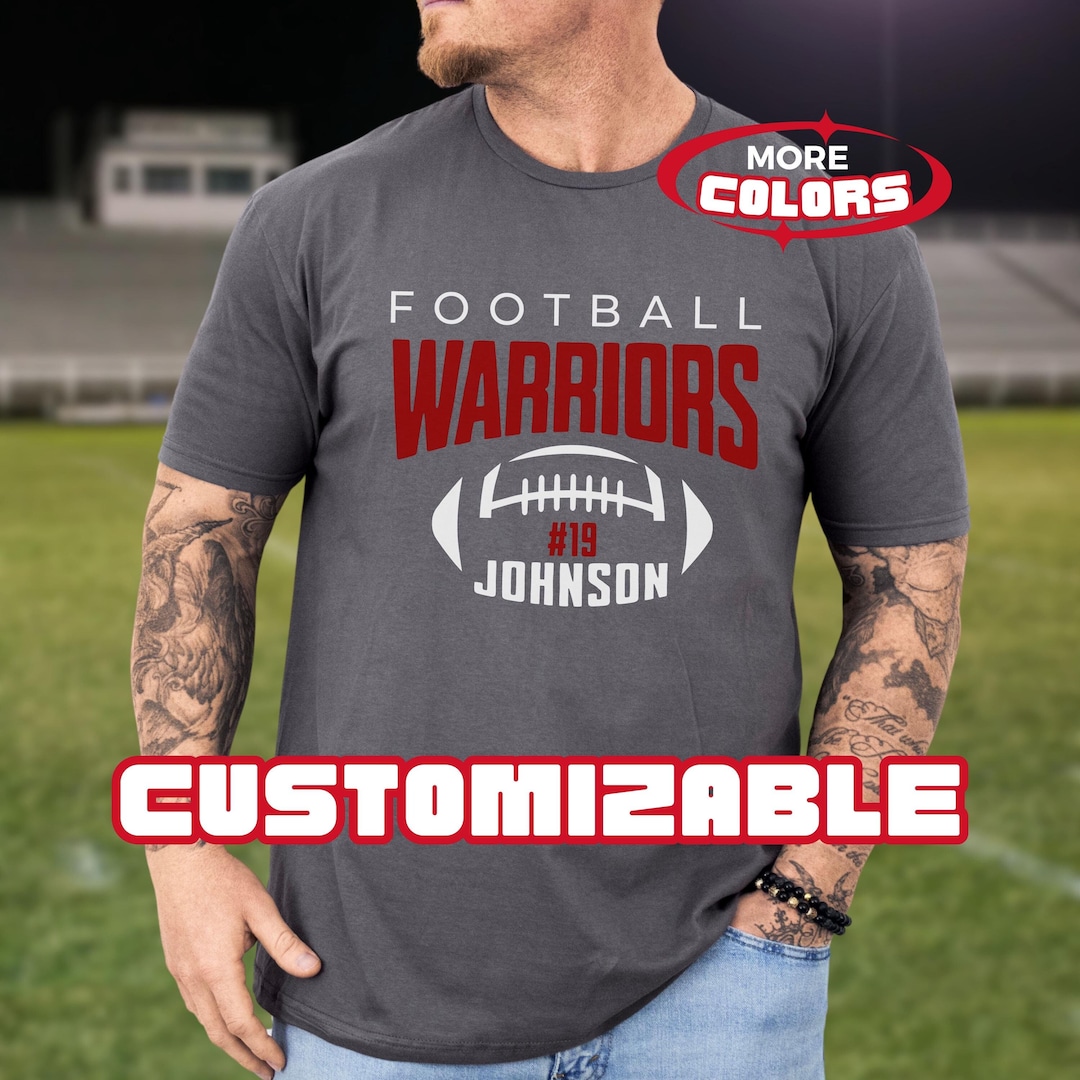 Men's Personalized Football T-shirt With Player Name and Number, Mascot ...