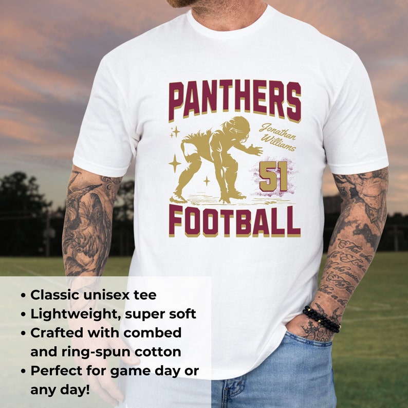 Men's Custom Football Lineman Shirt With Name, Number, Team Mascot and ...