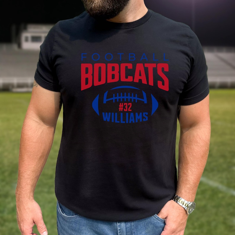 Men's Personalized Football T-shirt With Player Name and Number, Mascot ...