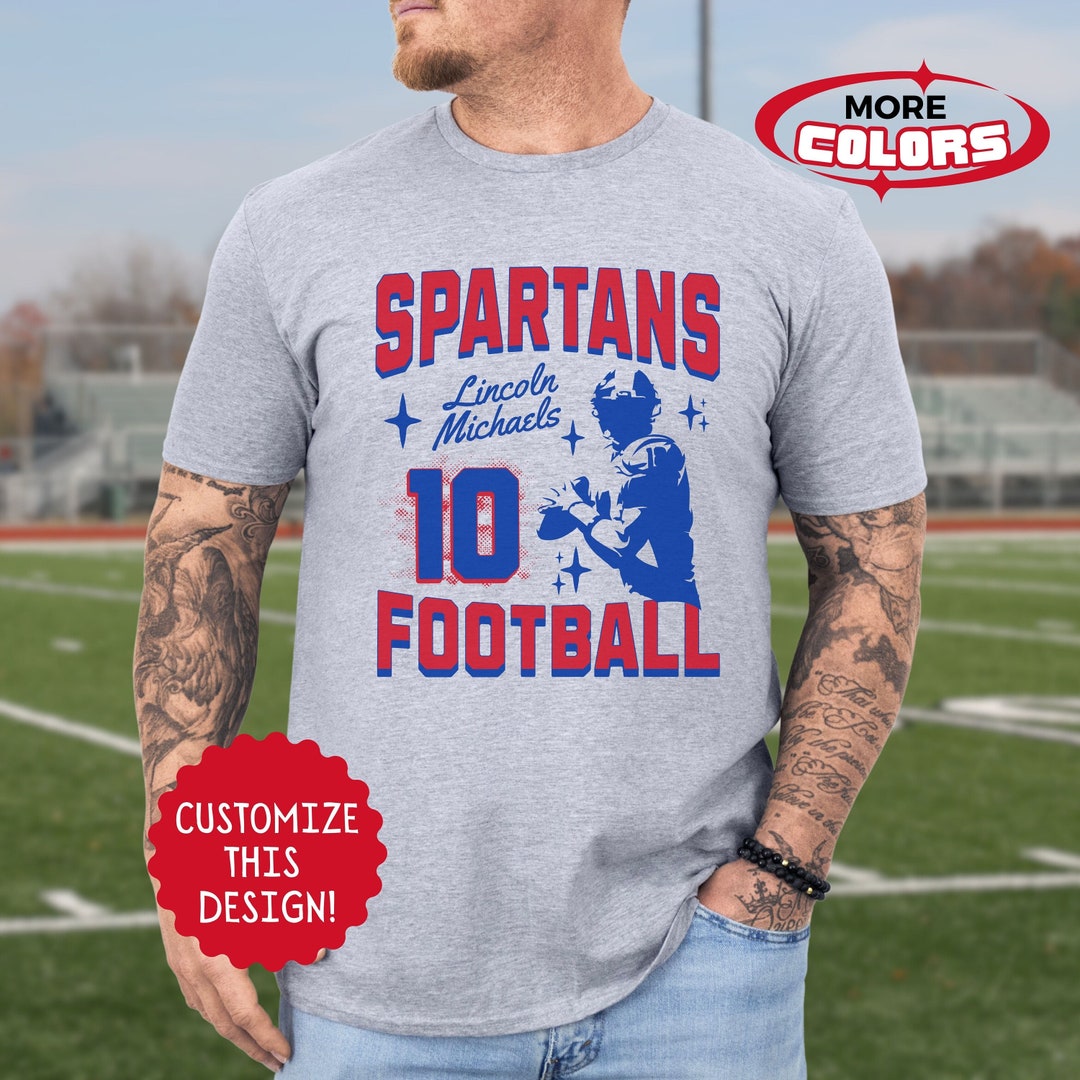 Men's Custom Football Quarterback T-shirt With Name, Number, Team ...