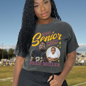 Custom Photo Collage Football Senior Mom Shirt, Personalized 90s Style ...