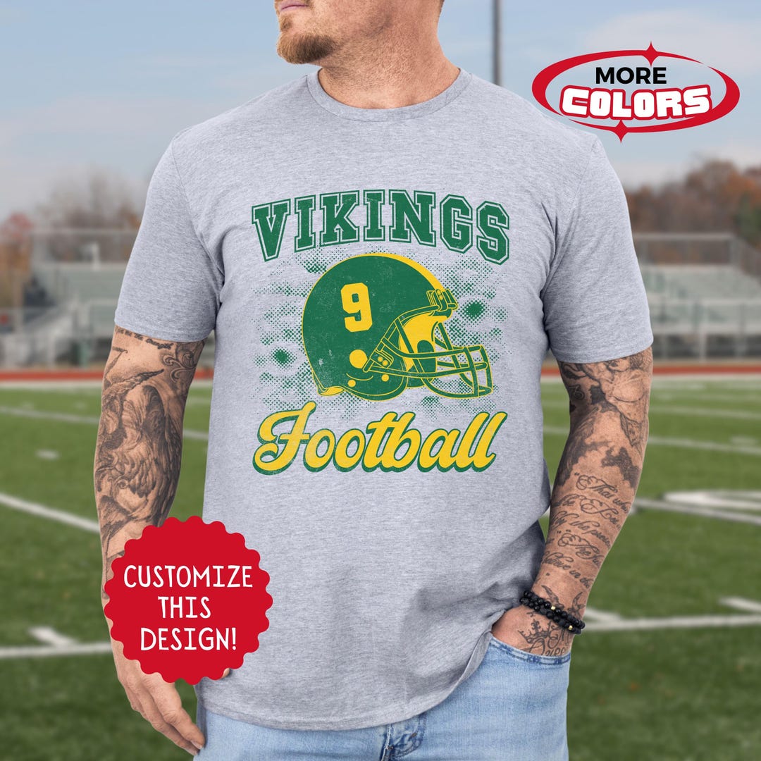 Men's Custom Retro Football T-shirt With Team Colors and Player Number ...