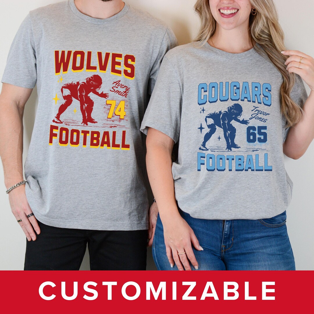 Custom Football Lineman Shirt With Name, Number and Team Mascot ...