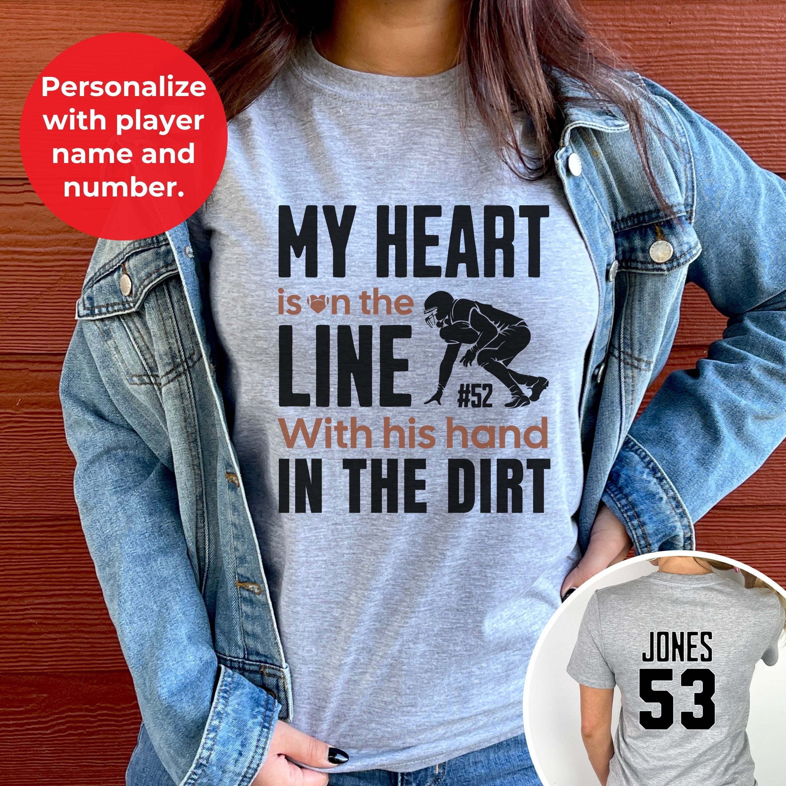 Football Lineman T-shirt With Player Name and Number on Back - Etsy