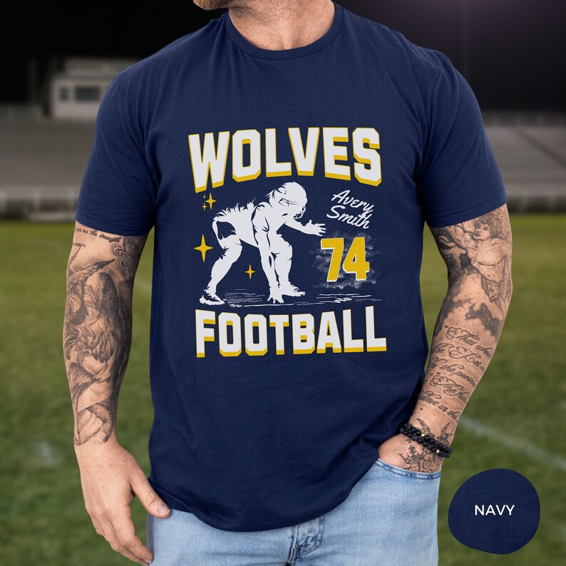 Men's Custom Football Lineman Shirt With Name, Number, Team Mascot and ...