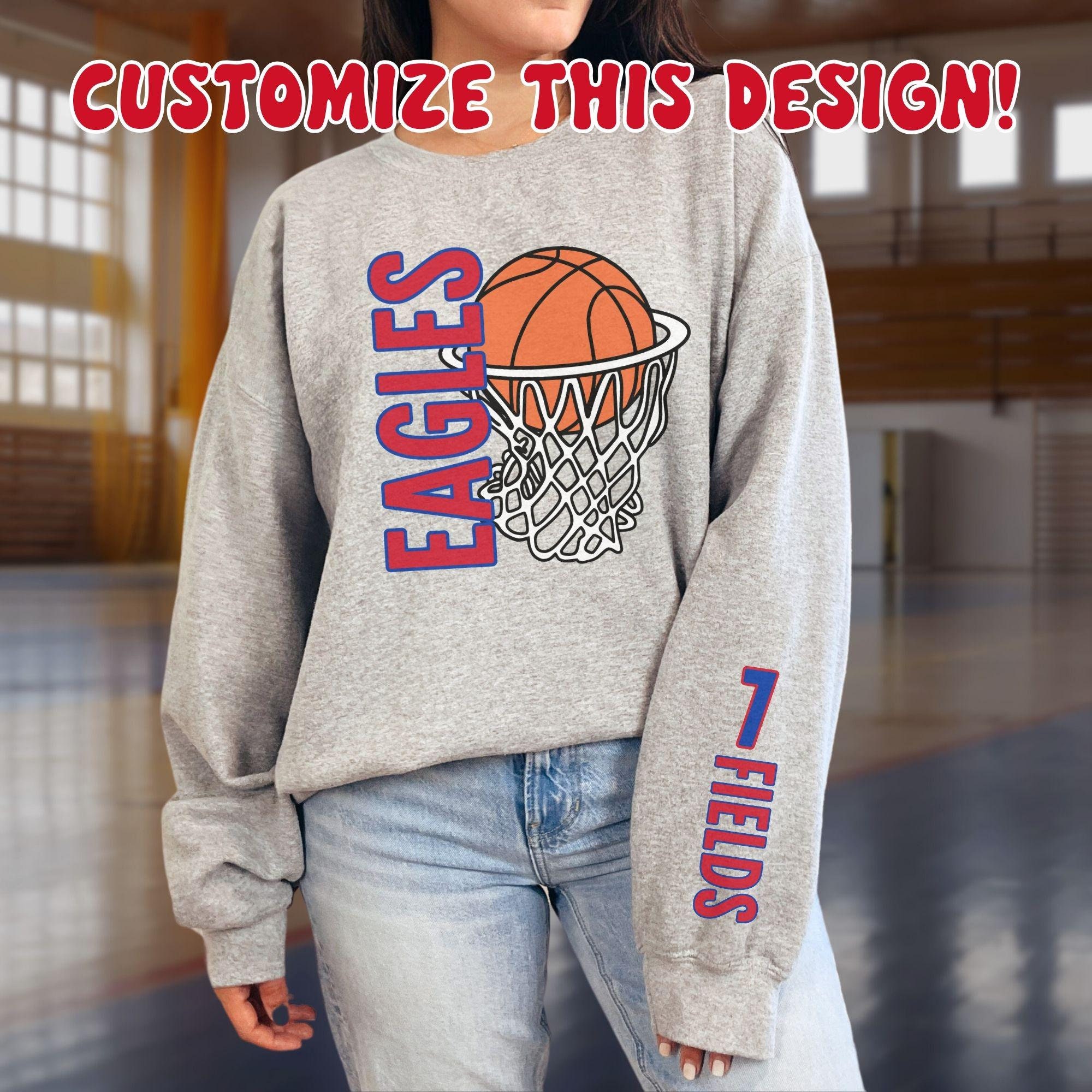Basketball Team Sweatshirt Personalized With Name and Number on Sleeve ...