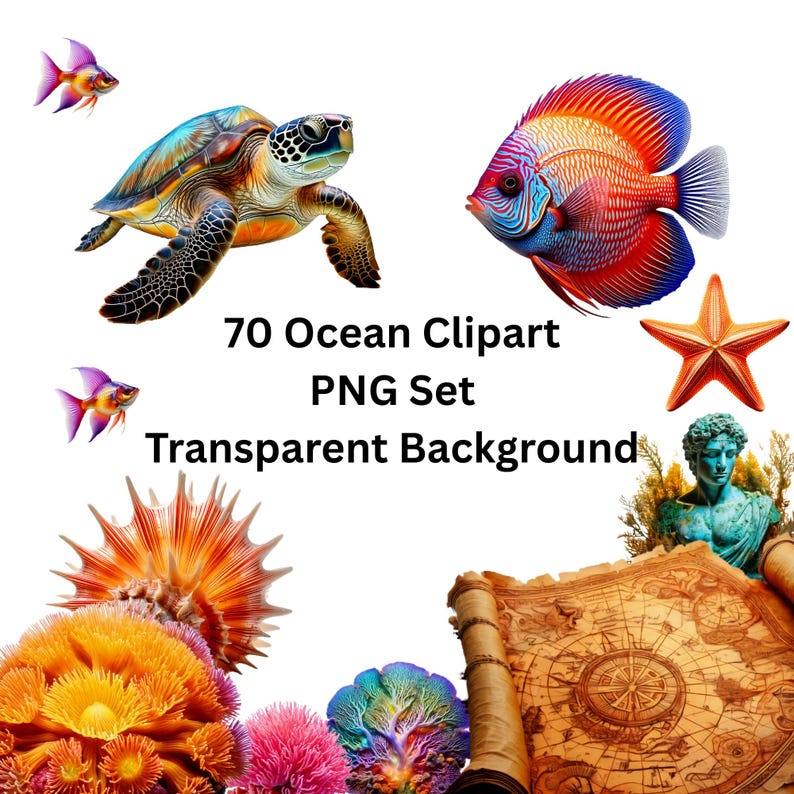 70 Ocean Clipart, PNG Set, Transparent Background for Digital Art ...