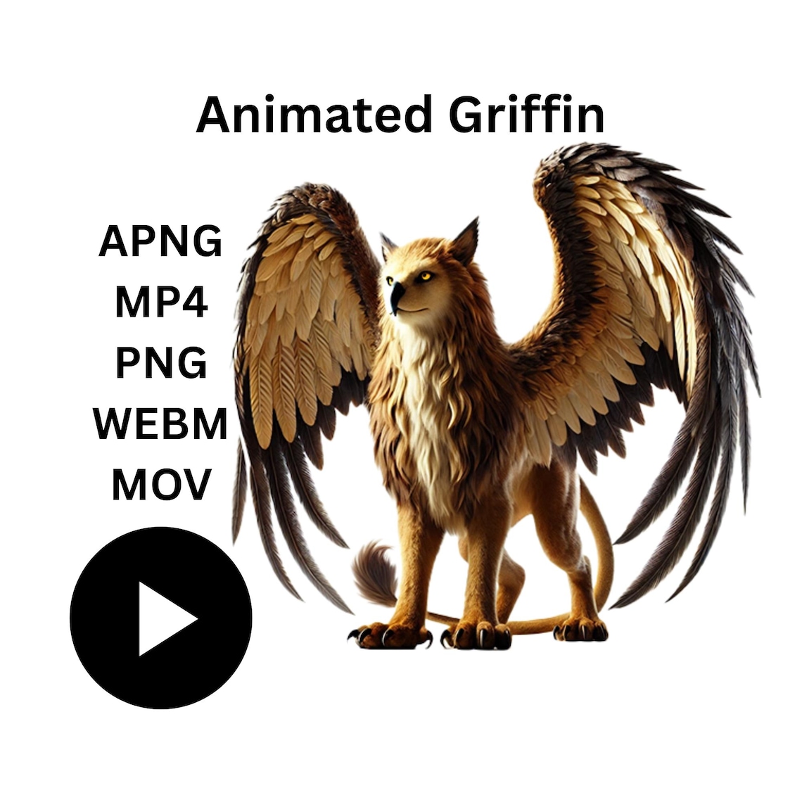 Animated Griffin Loop: Transparent Mythical Creature Clipart (digital ...