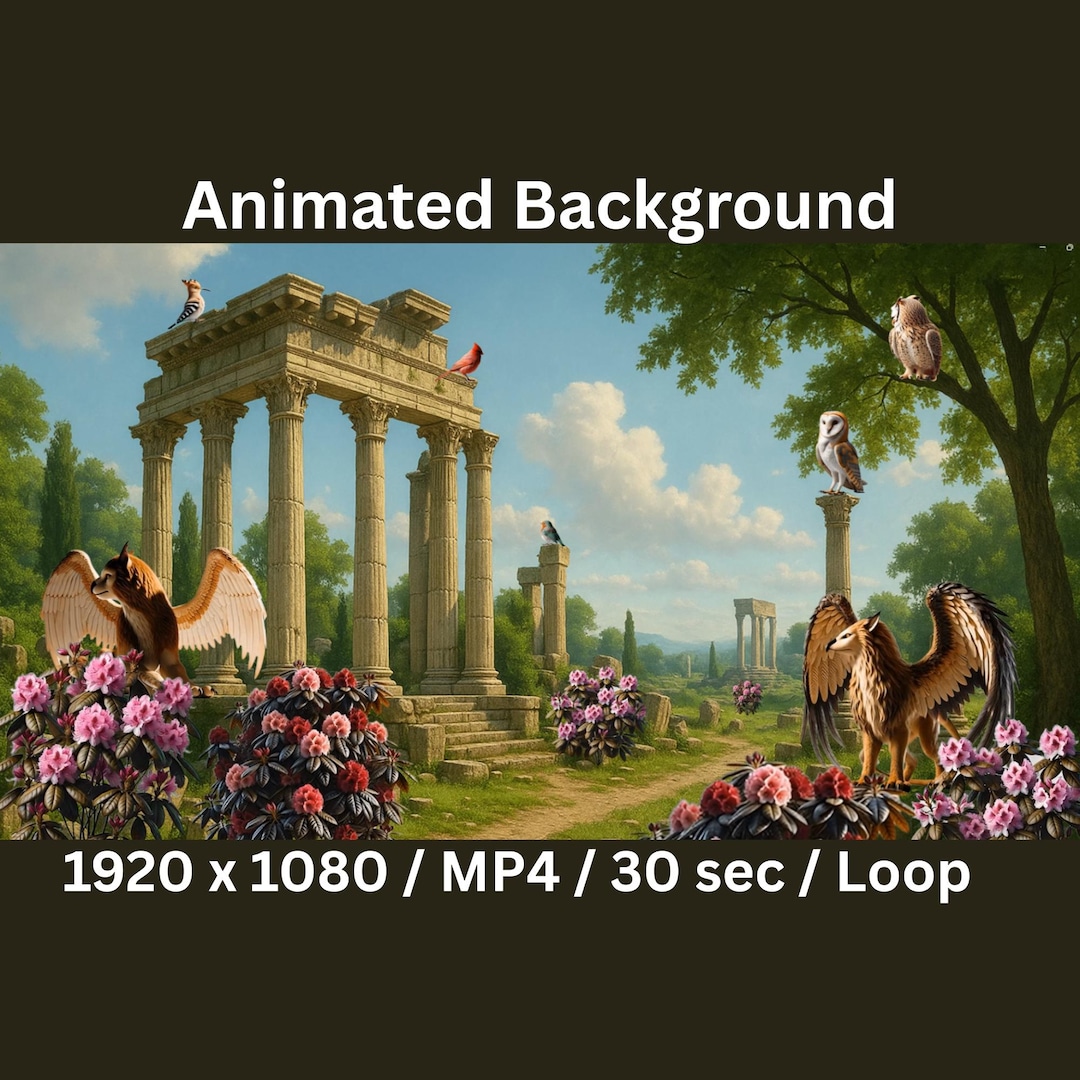 Animated Ancient Greece Virtual Background: Griffin & Ruins (digital ...