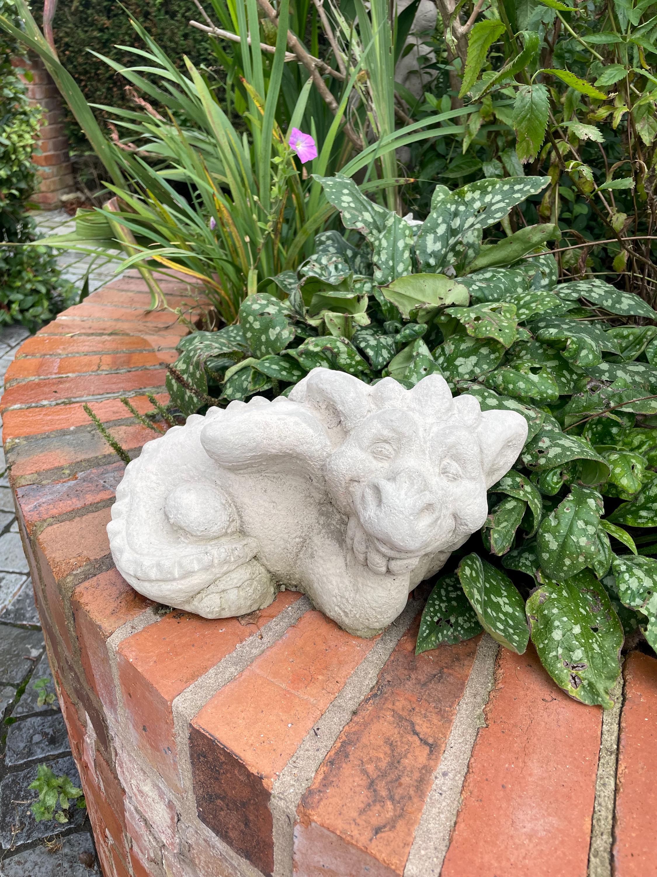 Dragon Statue Cute Welsh Style Concrete Garden Ornament Etsy UK