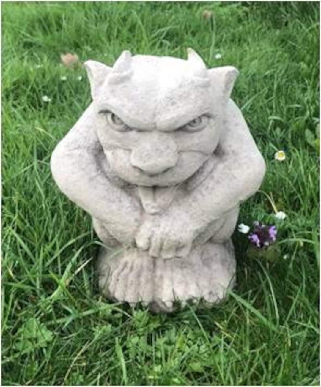Concrete Gargoyle Garden Statue: Handcrafted Grotesque Decor - Etsy