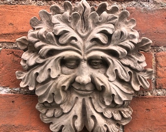Green Man Wall Hanging, Green Man Wall Statue, Green Man Hanging Mask ...