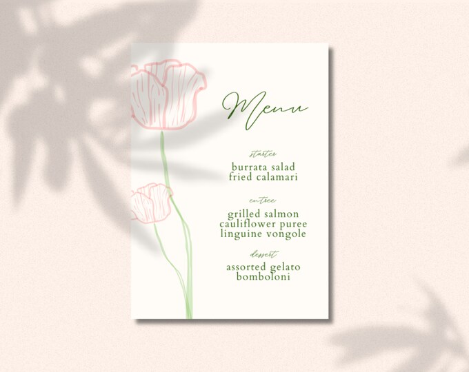 THE FLORAL Wedding Menu | Dinner Party Menu | Bridal Shower Menu | Baby ...