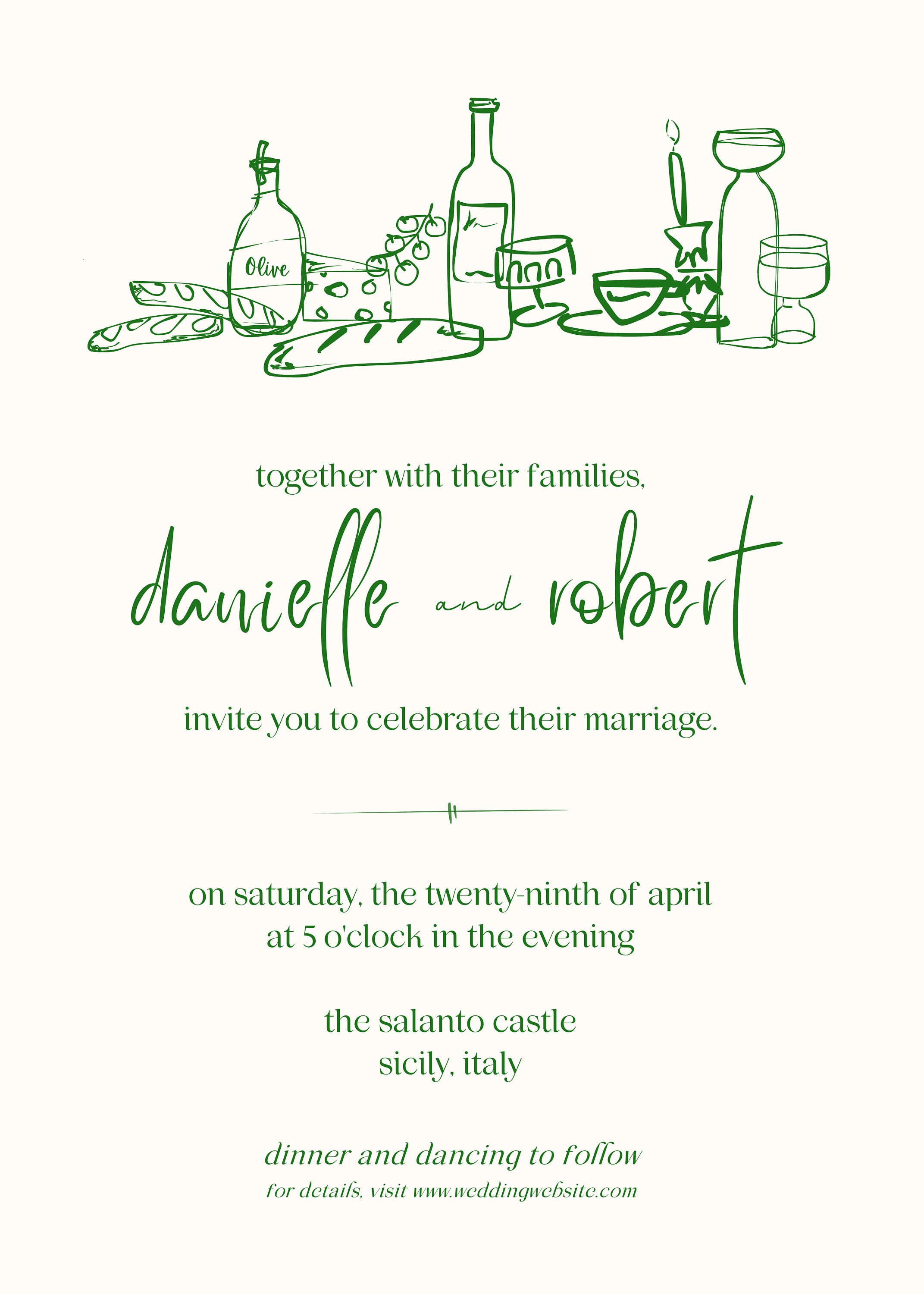 THE BRYCE Italian Themed Wedding Invite | Dinner Party Invite | Bridal ...