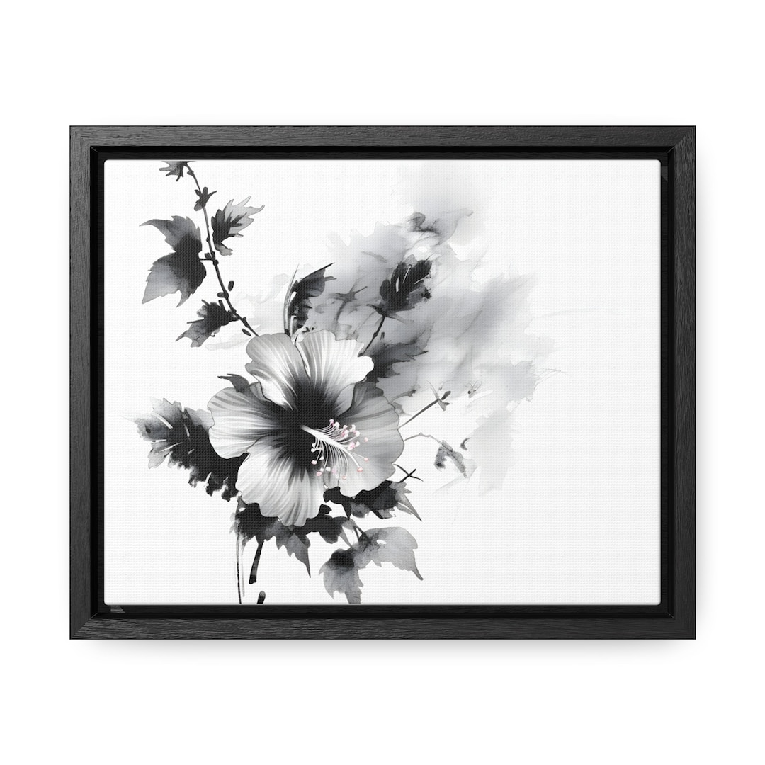 Original Print of Japanese Ink Flower Framed Canvas | Colorful Duck Art ...