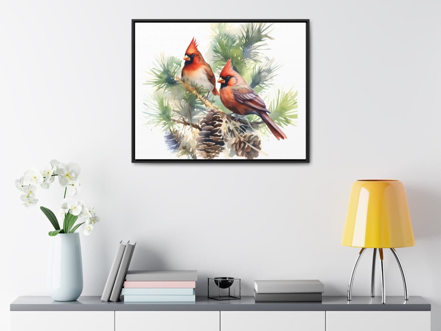 Cardinal Watercolor Art, Framed Canvas Art Print, Watercolor Art Print ...
