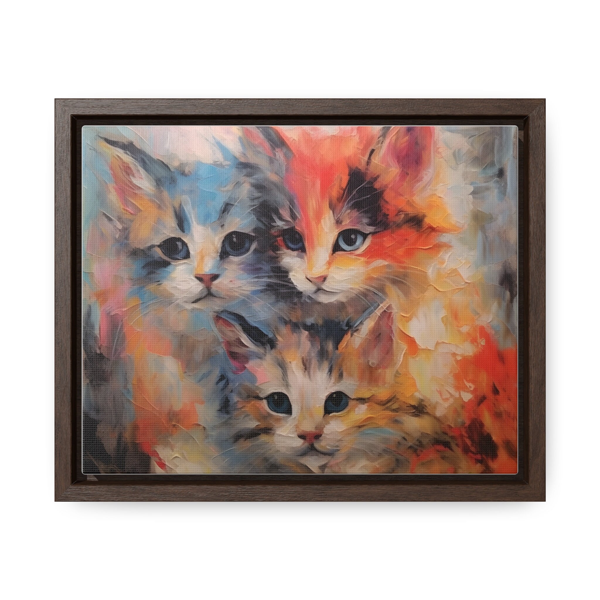 Feline Family Oil Painting Art Print, Framed Canvas Art Print, Cat Art ...
